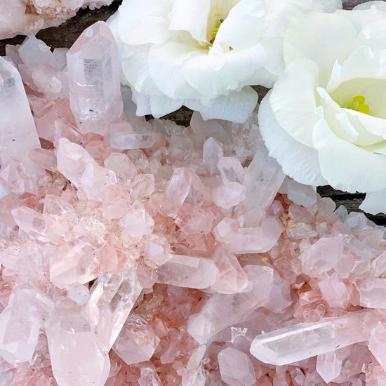 Samadhi Quartz Healing, Crystalline Pink Quartz, Grace, Sage Crystals