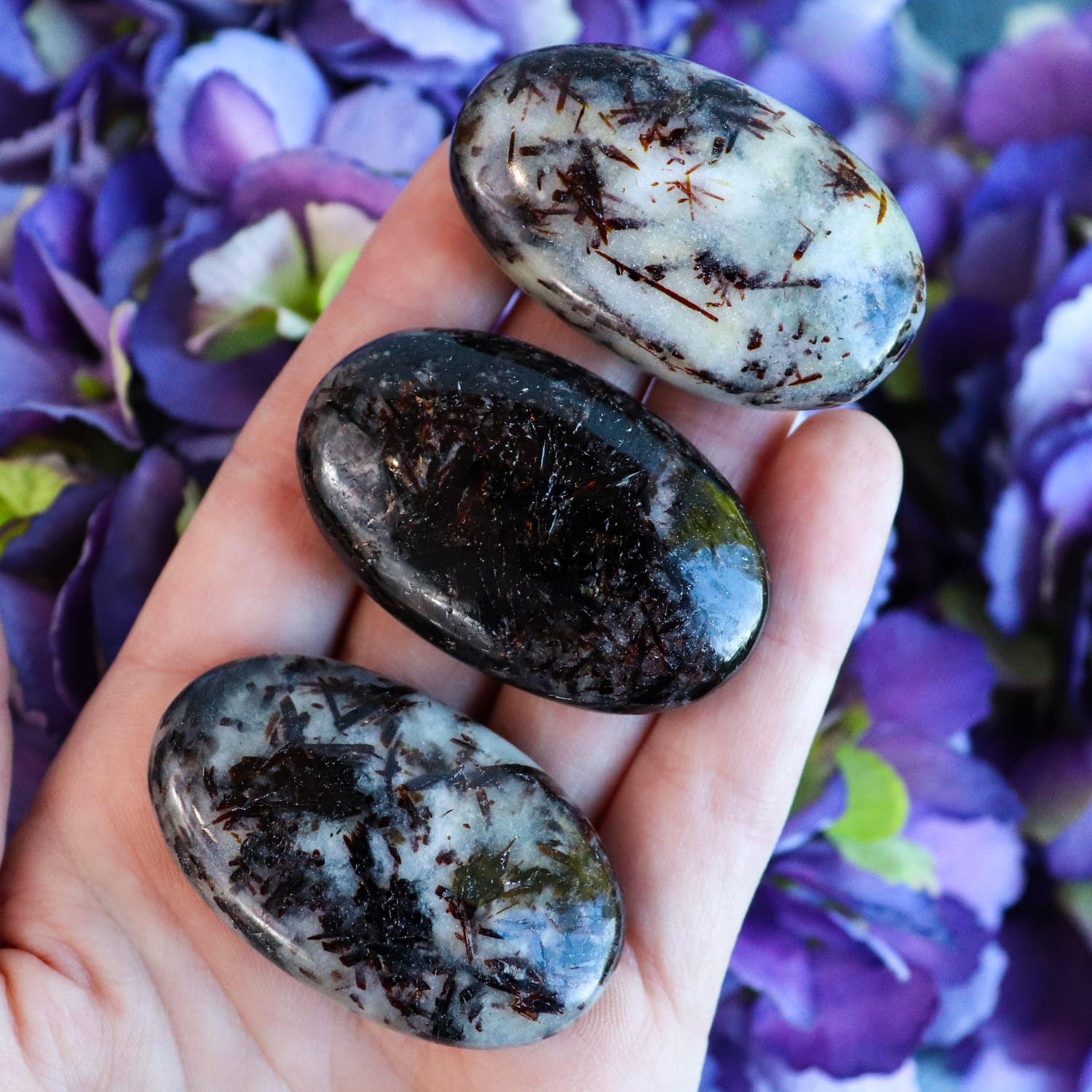 Pocket Stones, Pink Scolecite, Hematoid Quartz, Lazulite, Sage Crystals