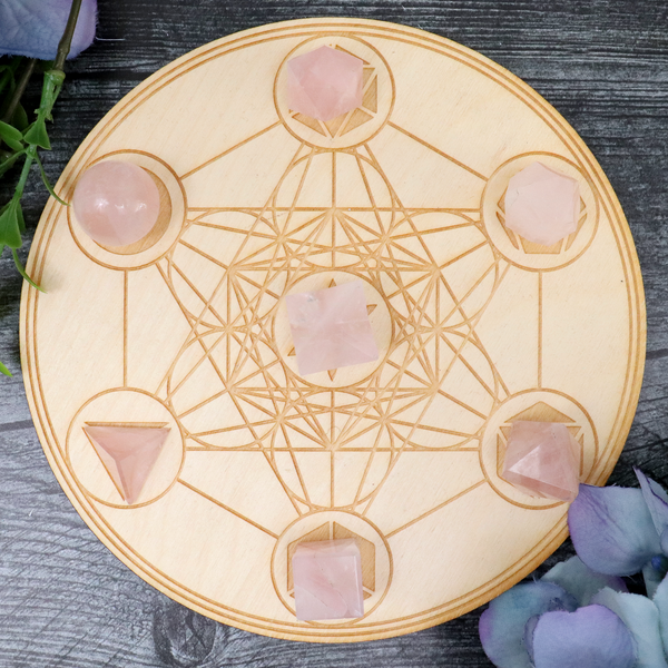 Rose Quartz Sacred Geometry Set - Sage Crystals