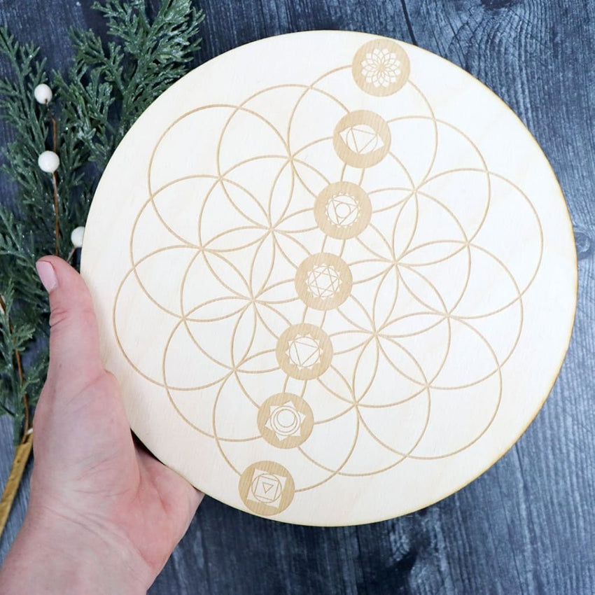 Crystals - Seed of Life Chakra Crystal Grid Board Crystals - – Sage ...