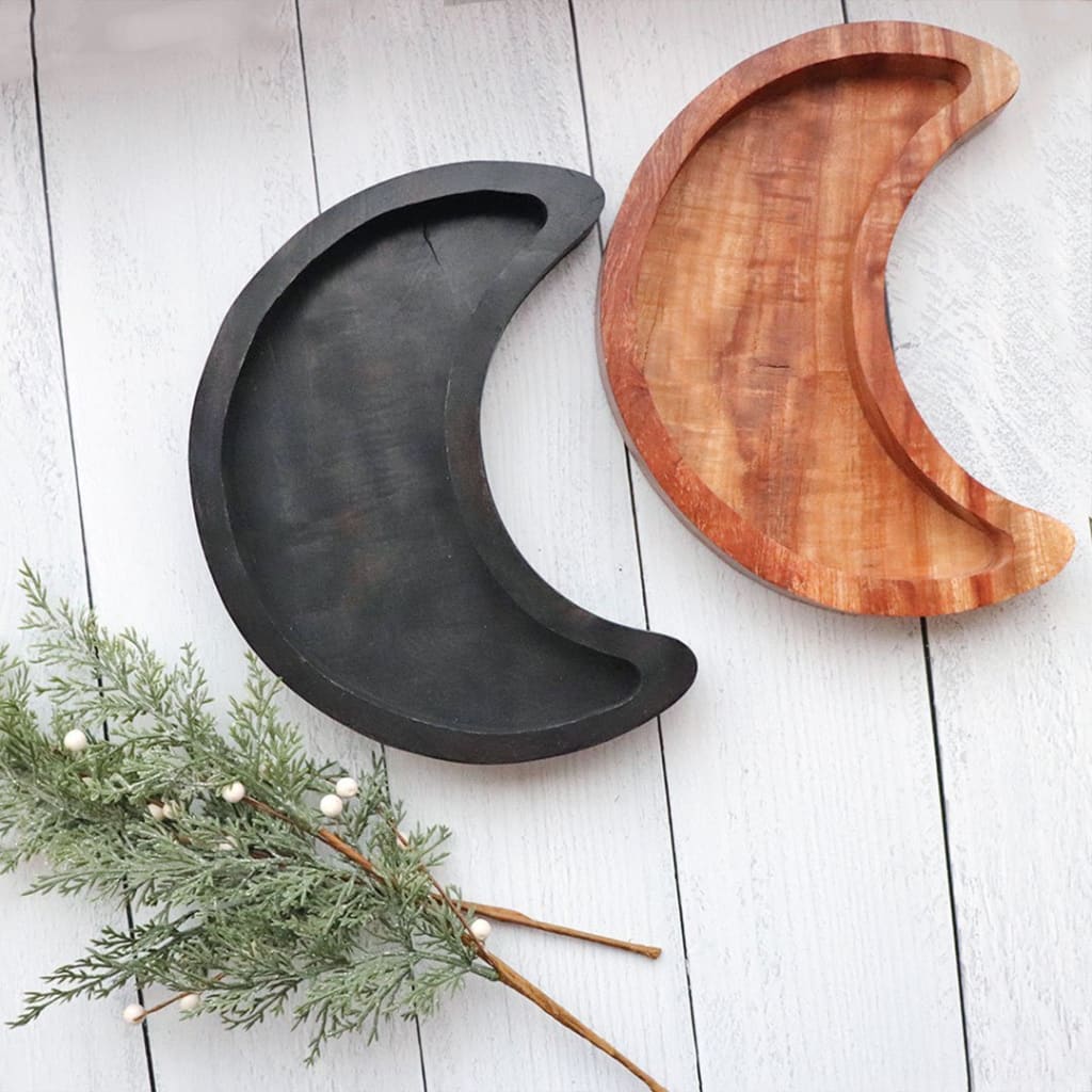 Crystals - Luna Wooden Moon Tray Crystals - Luna Wooden Moon – Sage ...