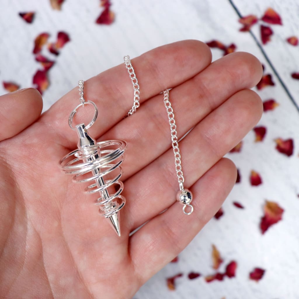 Crystals - Silver Sacred Spiral Pendulum Crystals - Silver – Sage Crystals