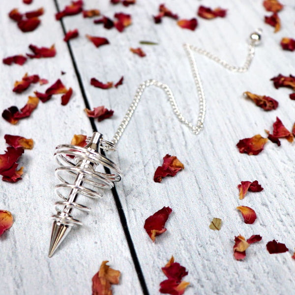 Crystals - Silver Sacred Spiral Pendulum Crystals - Silver – Sage Crystals